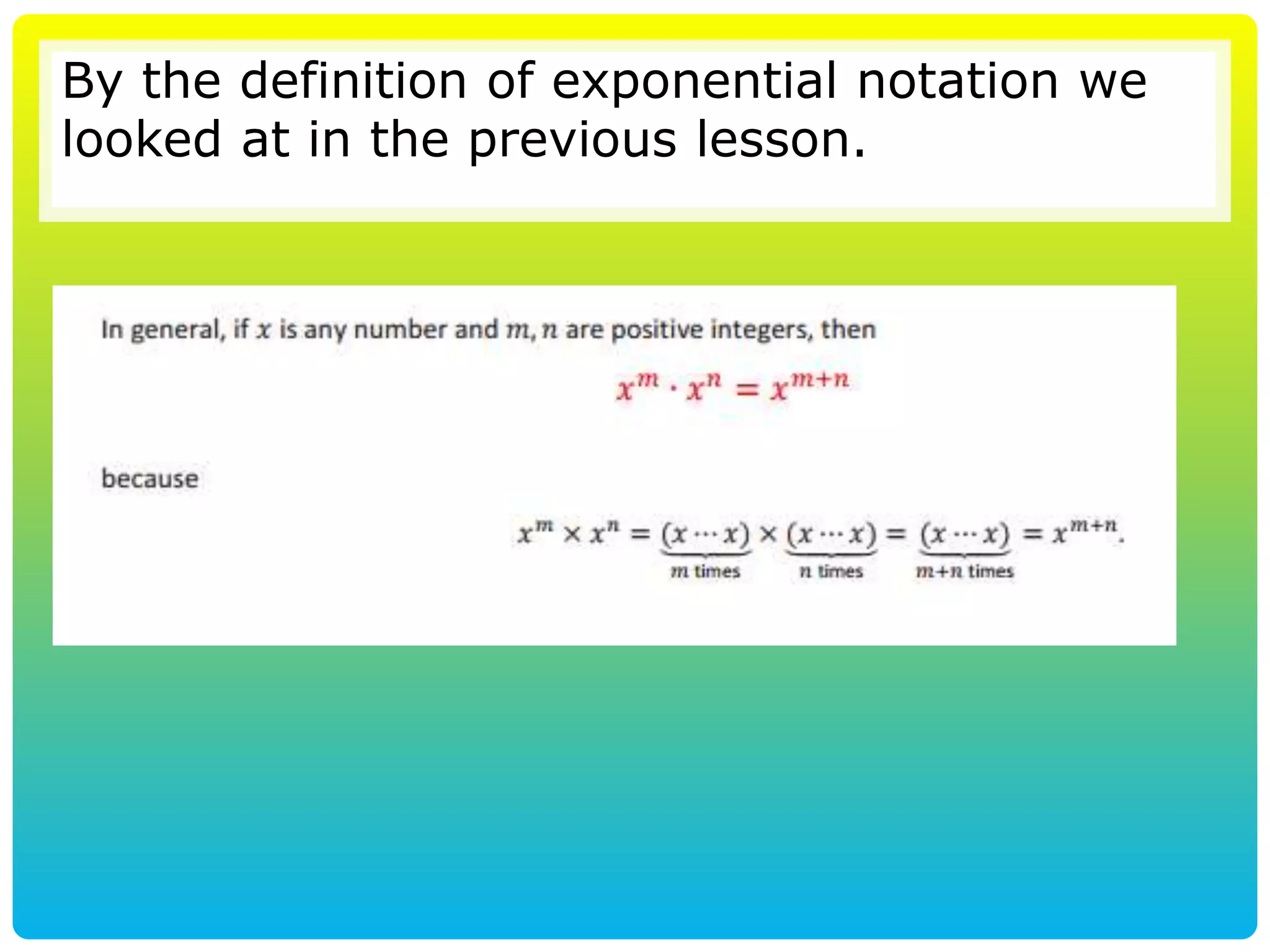 Multiplication of numbers in exponential form | PPTX