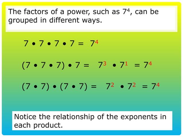 Multiplication of numbers in exponential form