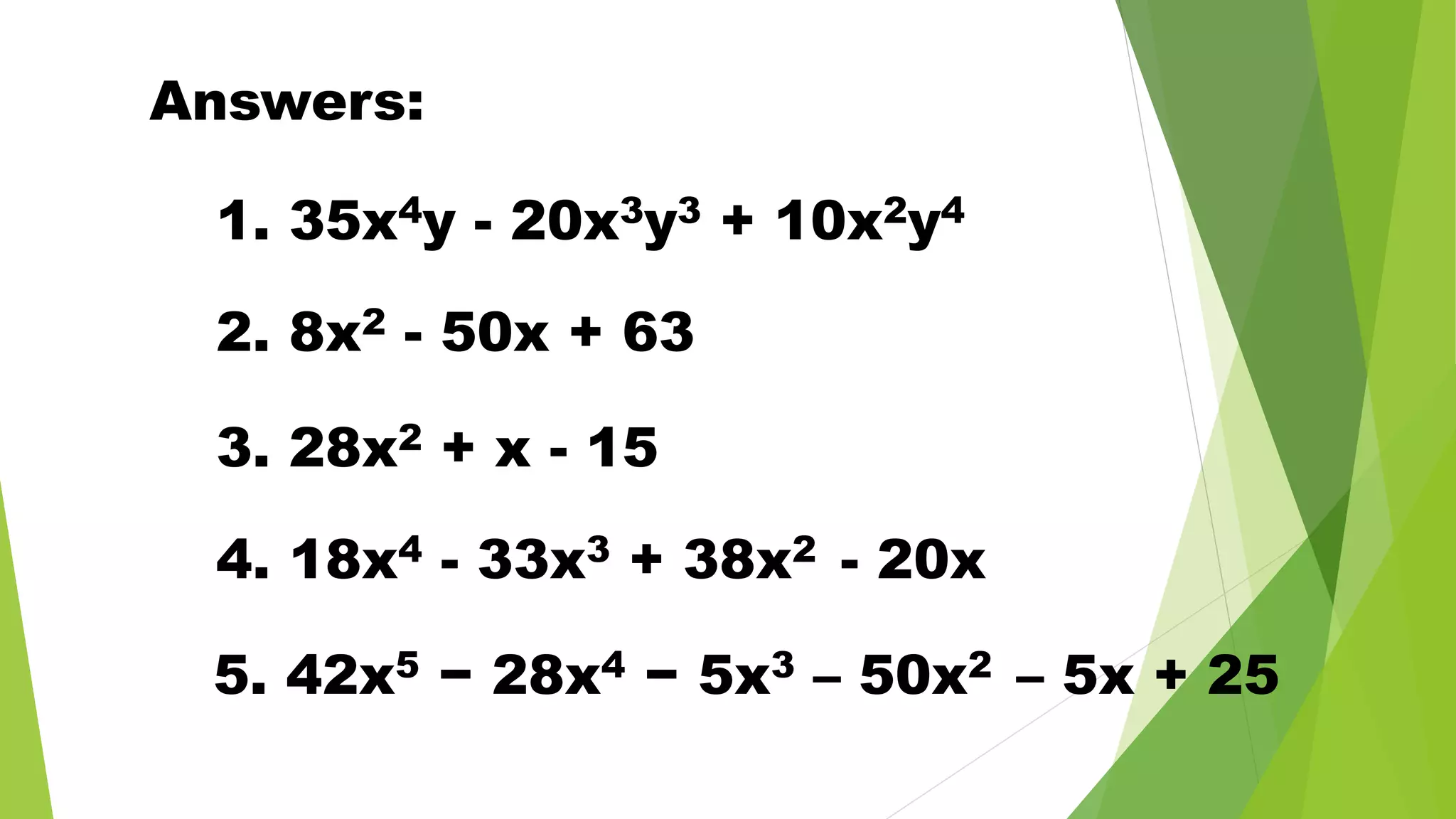 Multiplication of polynomials | PPTX