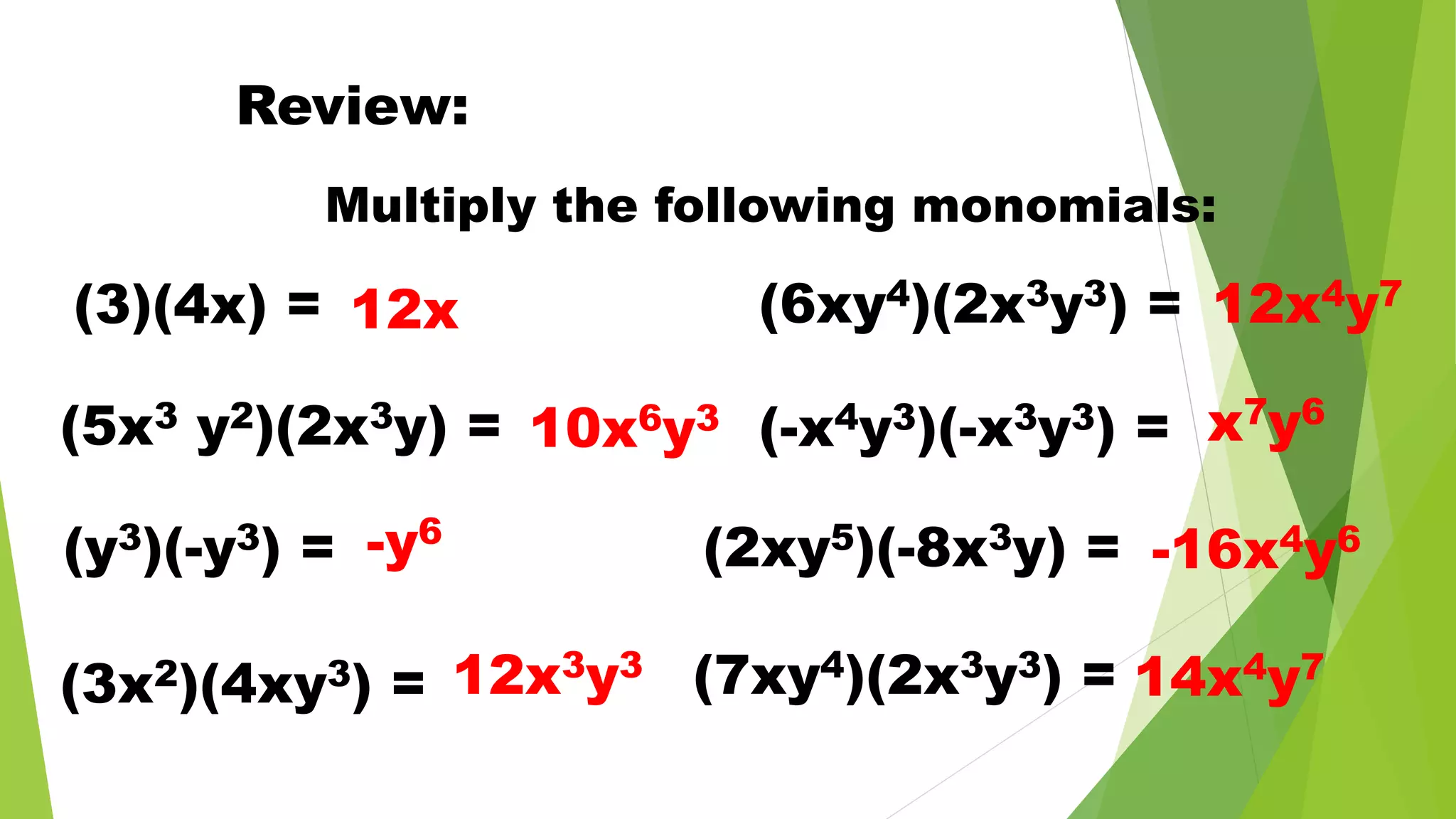 Multiplication of polynomials | PPTX