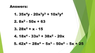 Multiplication of polynomials | PPTX
