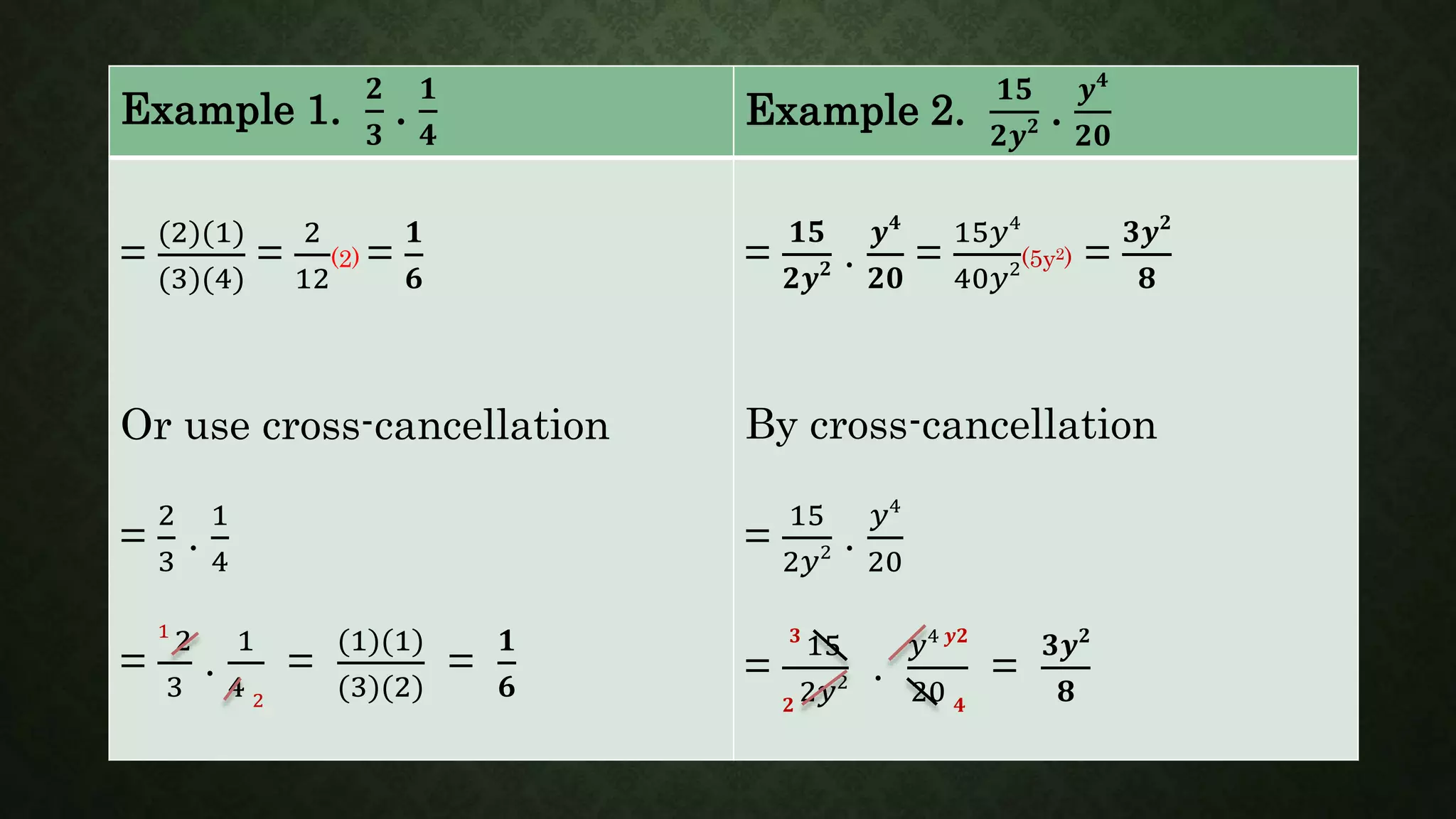 Multiplication of rational expression | PPTX