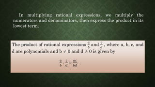 Multiplication of rational expression | PPTX