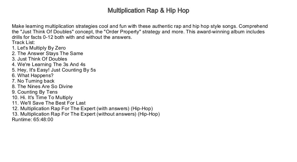 Multiplication Rap & Hip Hop Audiobook Free | Kids