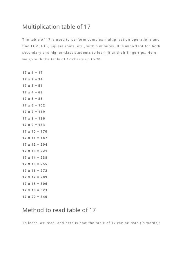 Multiplication Table of 17 [Tips for Memorization & Solved Examples].pdf