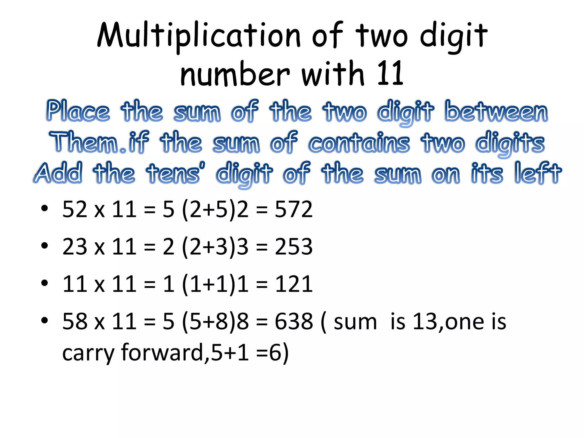 Multiplication through vedic maths, | PPTX