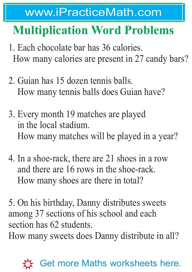Multiplication Word Problems Multiplication Word Problems