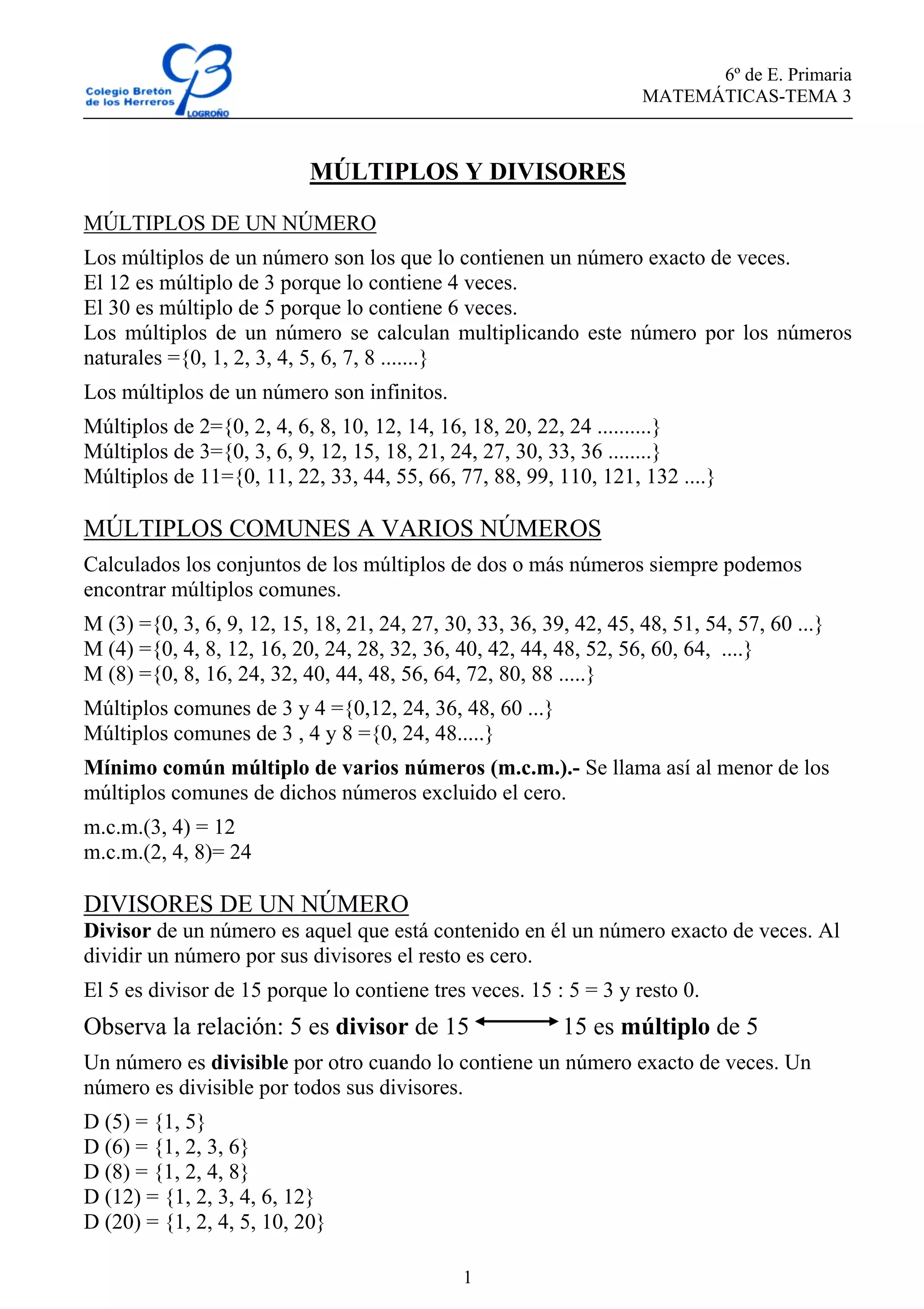 Multiplos y divisores | PDF