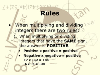 Multiply and divide integers | PPT