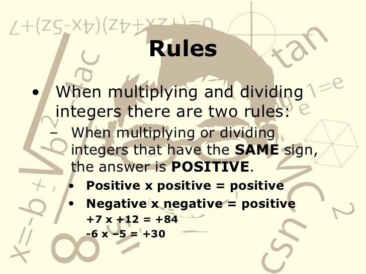 Multiplying And Dividing Integers Multiplying And Dividing Integers