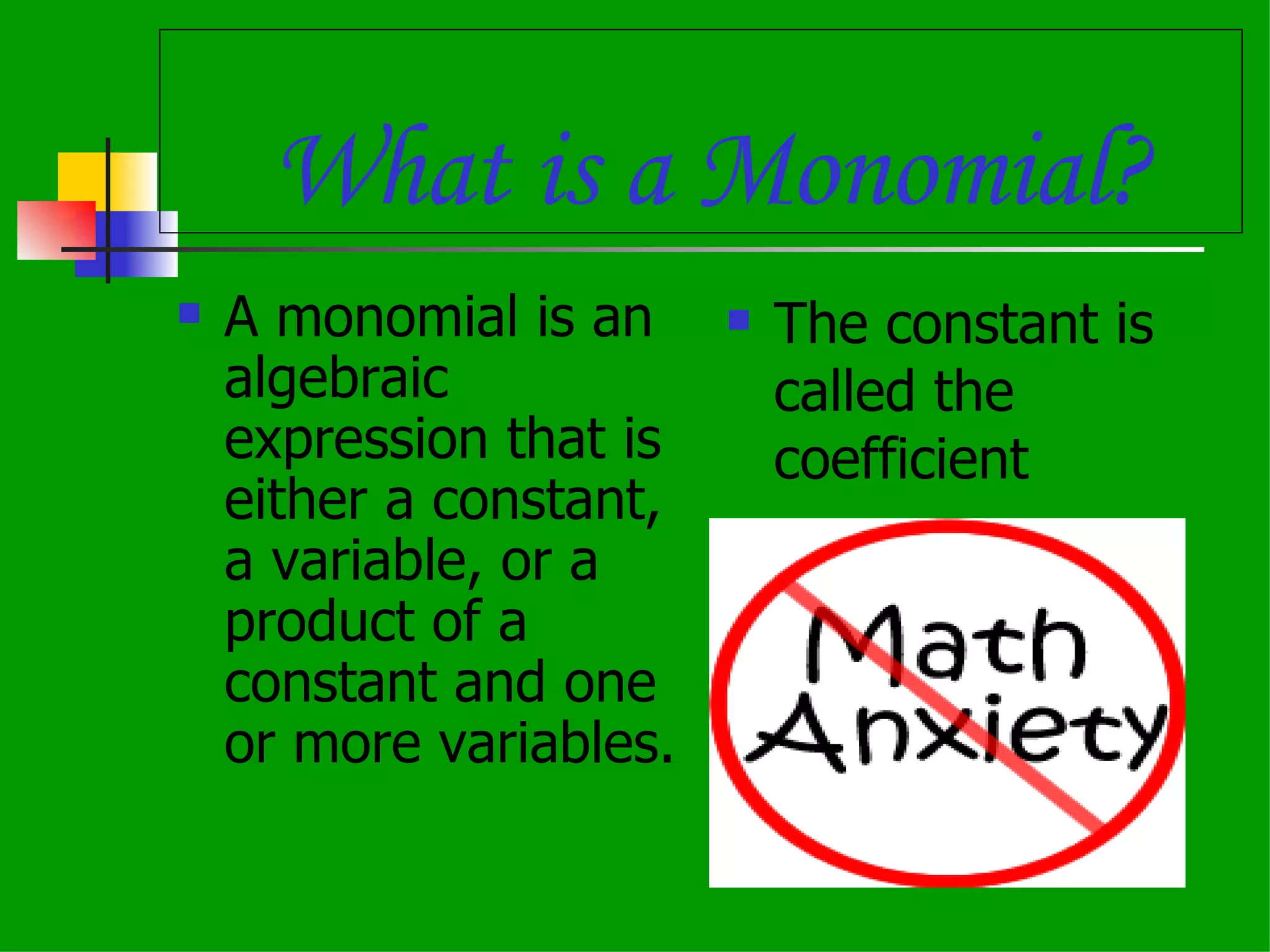 Multiplying Monomials | PPT