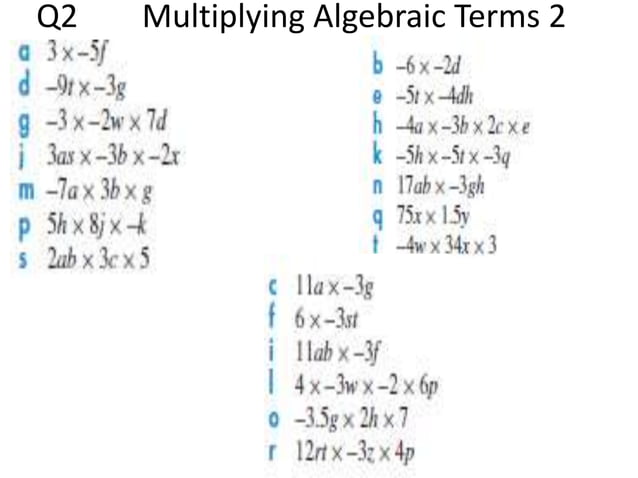 Multiplying algebraic terms | PPTX | Homework and Study | Education