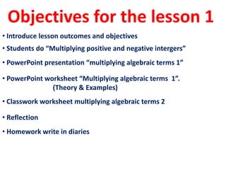 Multiplying algebraic terms | PPTX