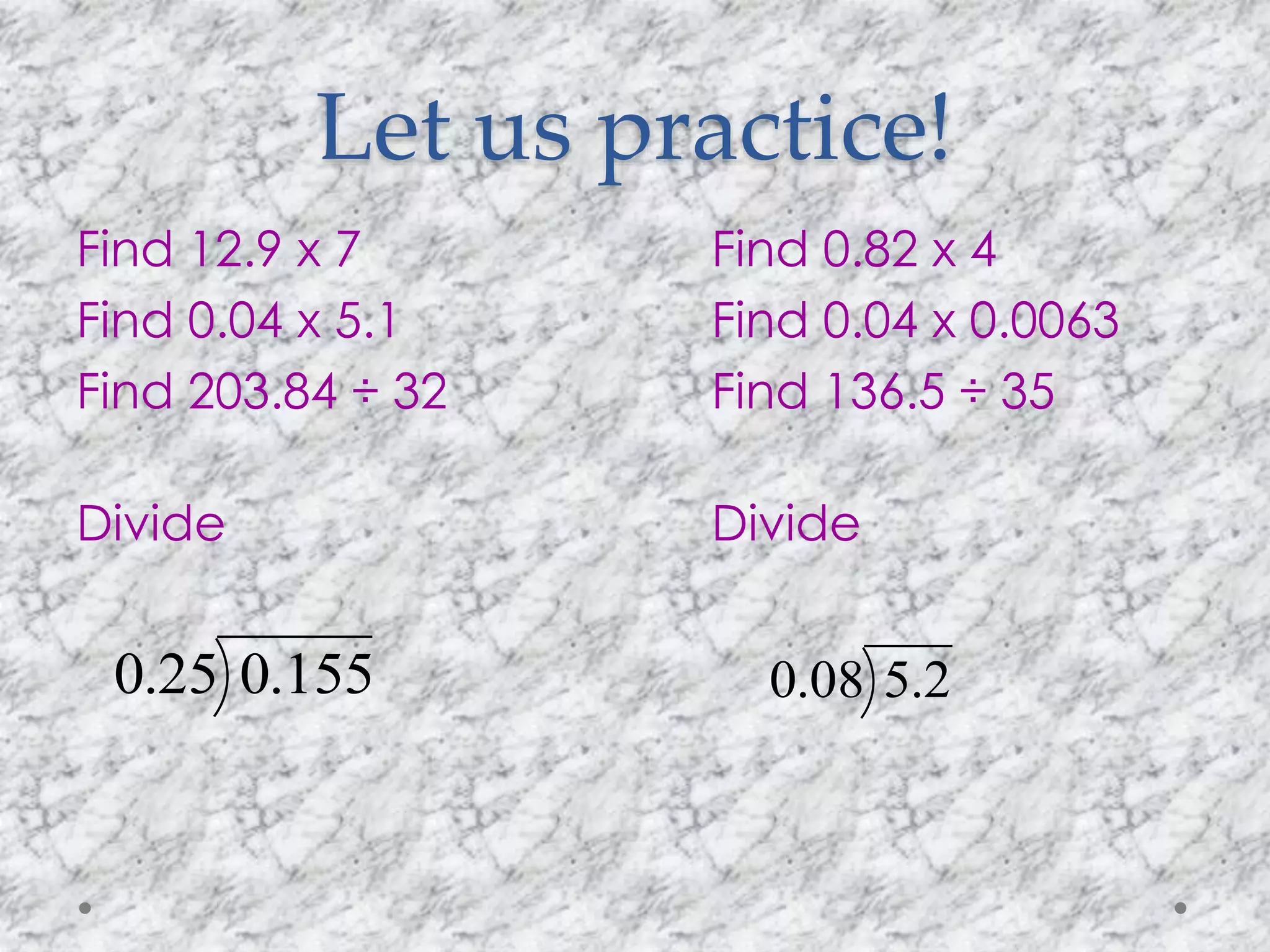 Multiplying and dividing decimals | PPSX