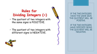 Multiplying and dividing integers | PPTX