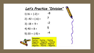 Multiplying and dividing integers | PPTX
