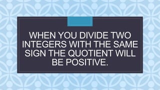 Multiplying and dividing integers | PPTX