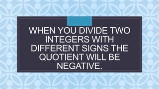 Multiplying and dividing integers | PPTX