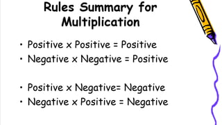 Multiplying and dividing integers | PPTX