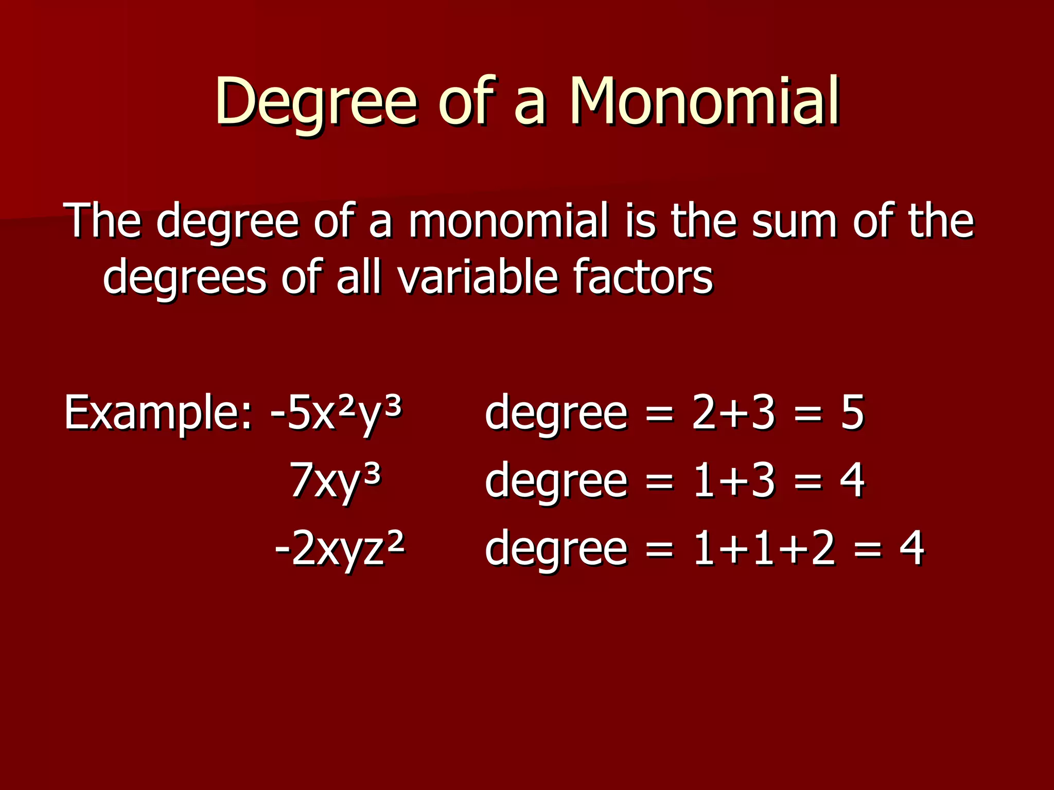 Multiplying And Dividing Monomials Module 1 | PPT