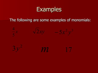 Multiplying And Dividing Monomials Module 1 | PPT