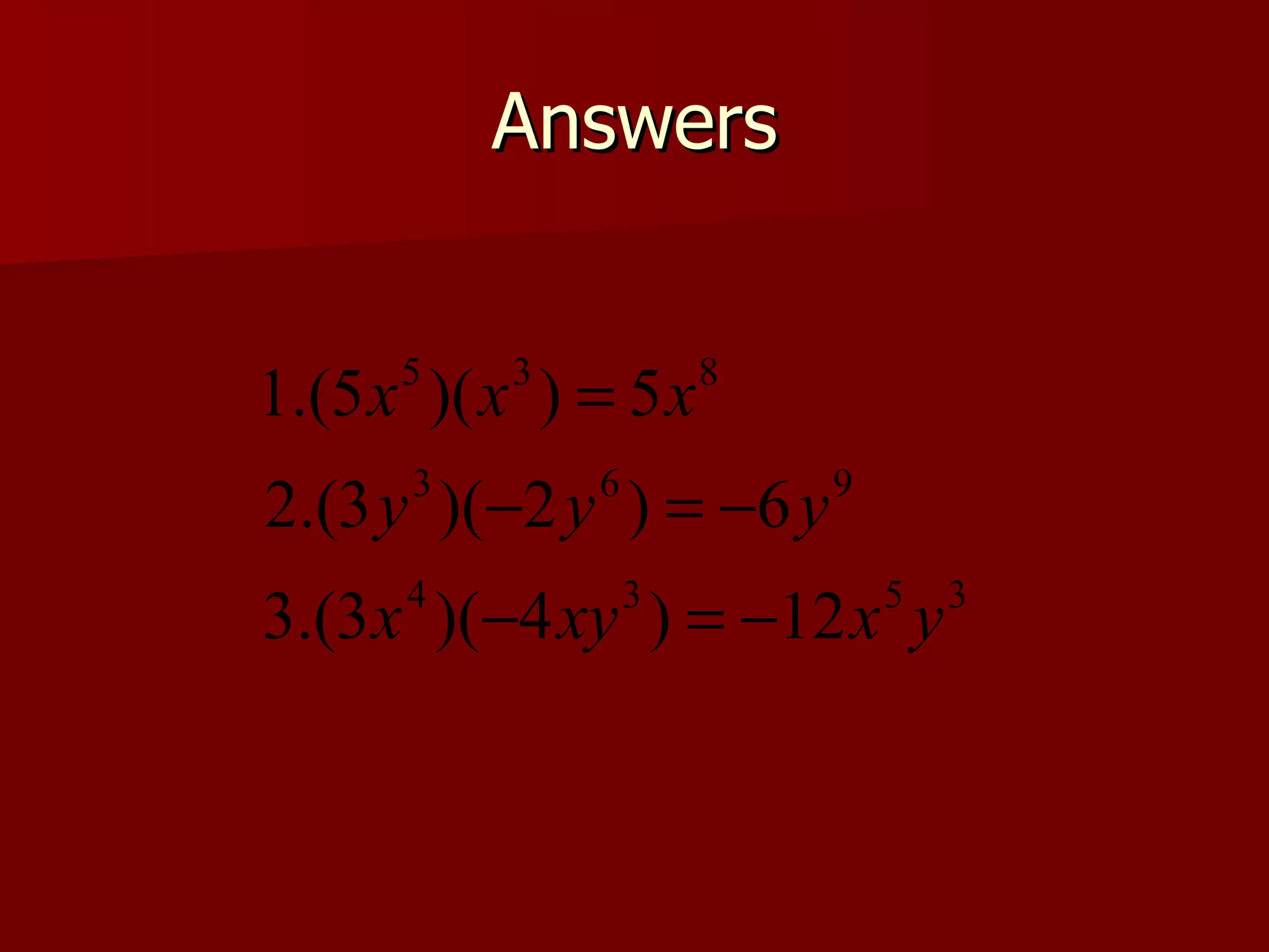 Multiplying And Dividing Monomials Module 2 | PPT