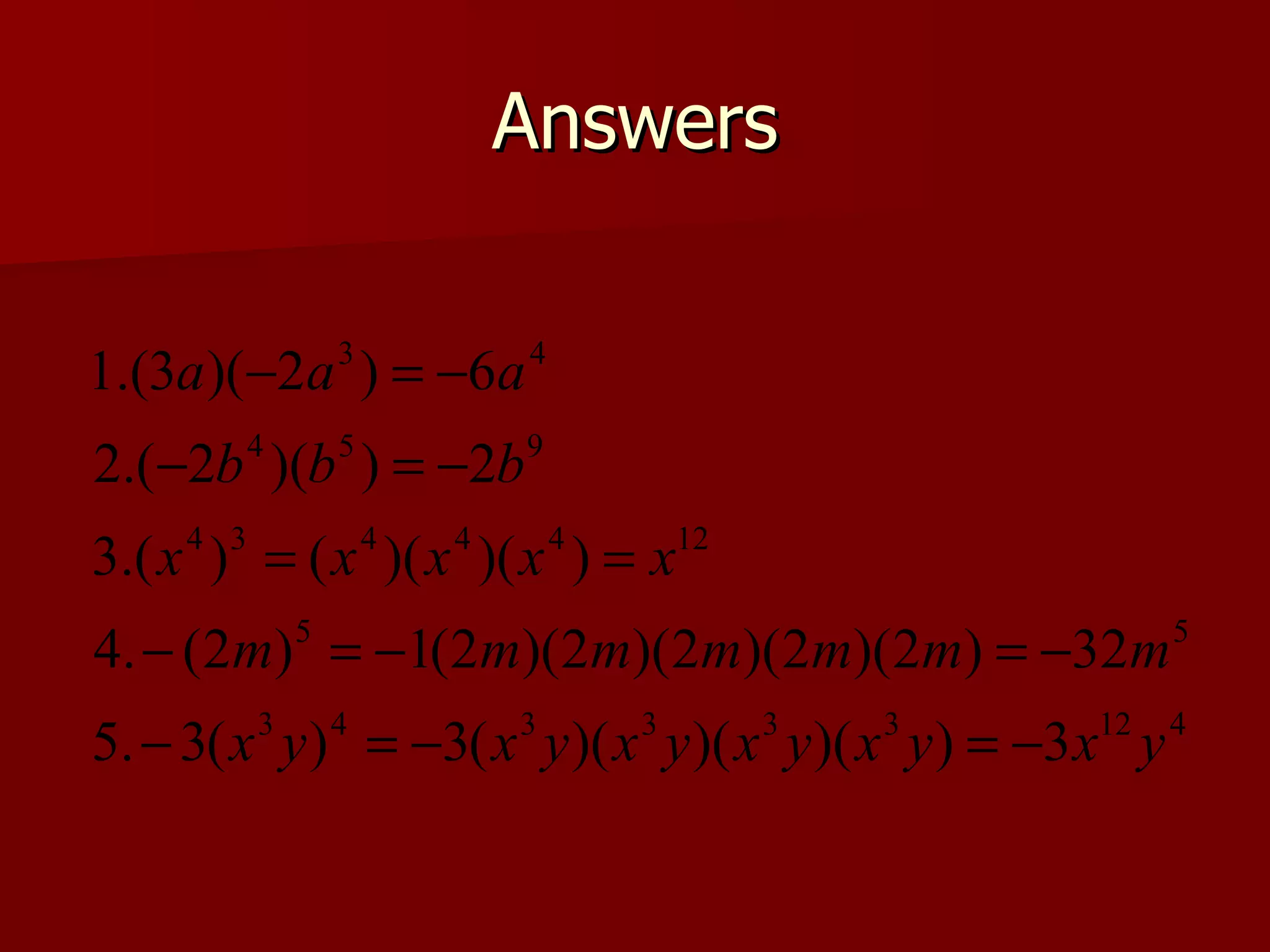 Multiplying And Dividing Monomials Module 3 | PPT