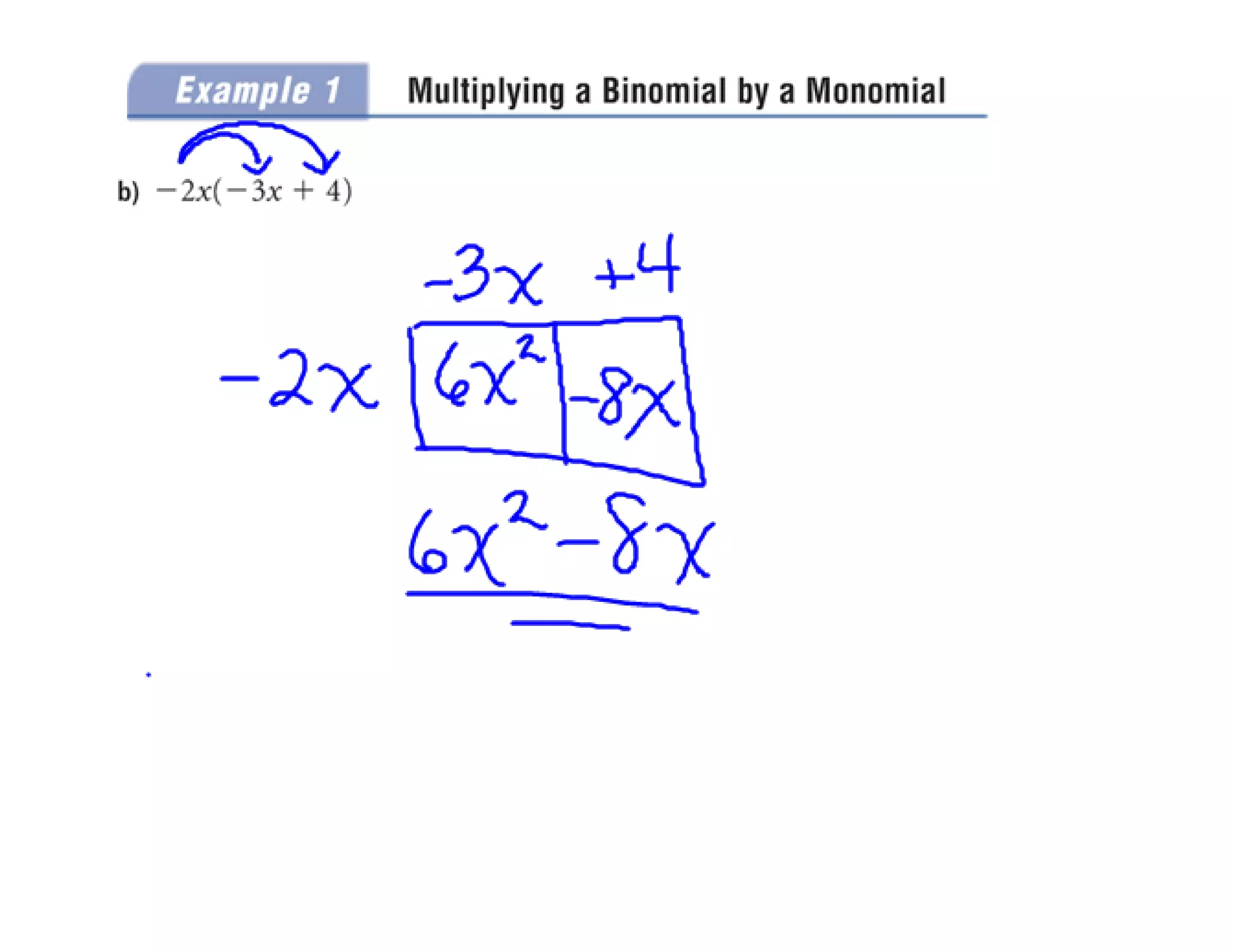 Multiplying binomial by monomial | PPT