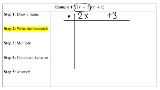 Multiplying binomials examples | PPT