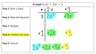 Multiplying binomials examples | PPT
