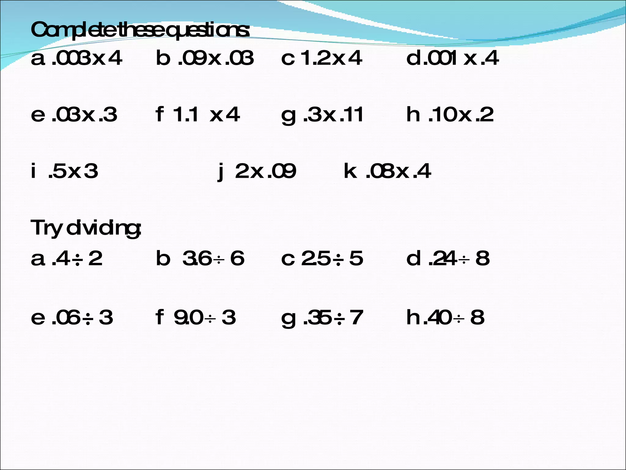 Multiplying & Dividing Decimals Set B | PPT
