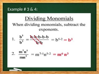 Multiplying & Dividing Monomials in algebraic expressions.ppt