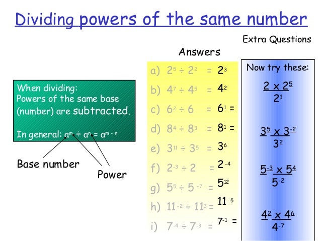 Multiplying and dividing powers