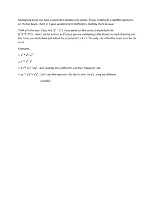 Multiplying Exponents | PDF