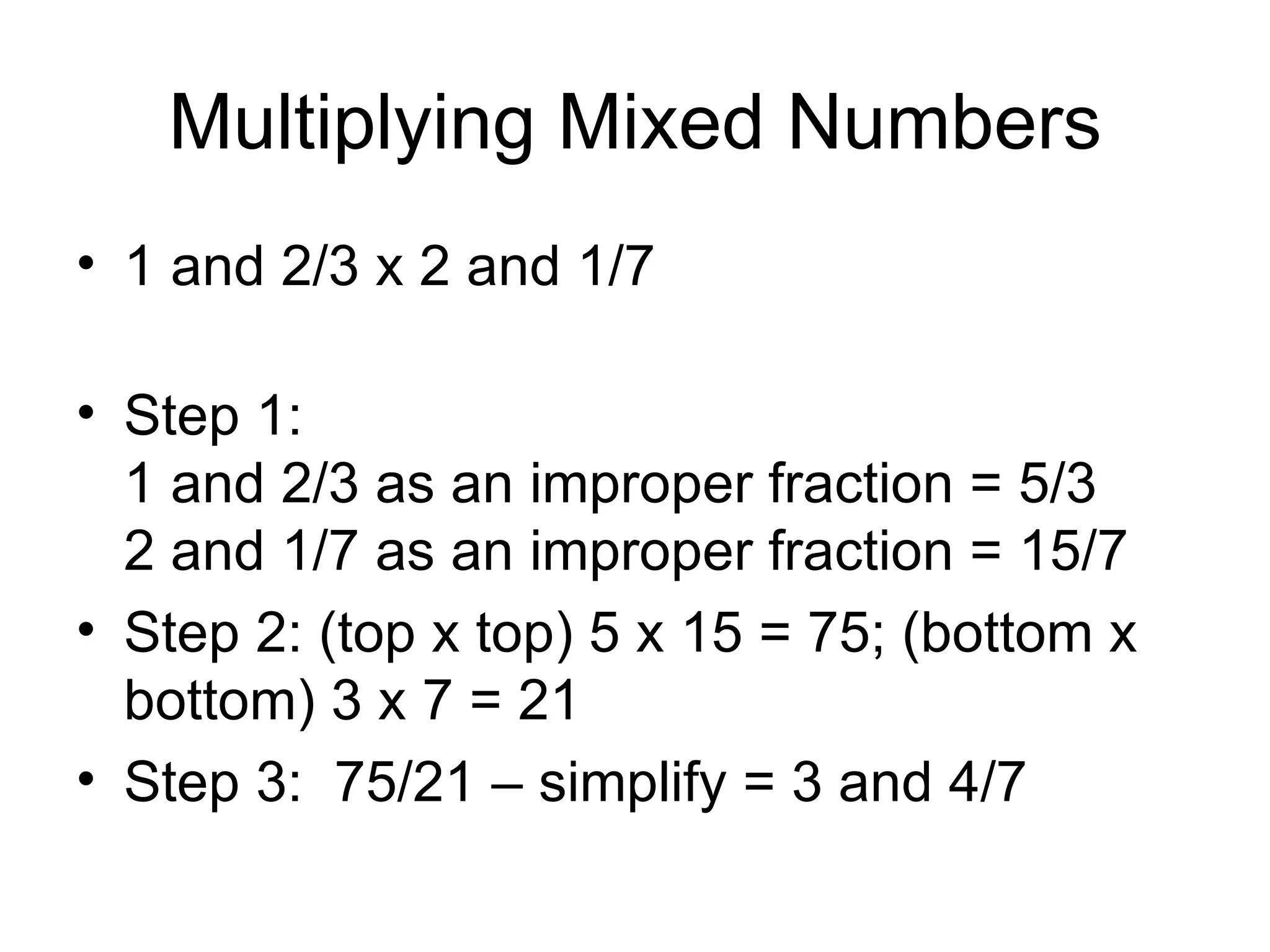 Multiplying Fractions And Mixed Numbers | PPT