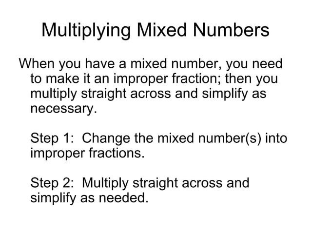 Multiplying Fractions And Mixed Numbers | PPT