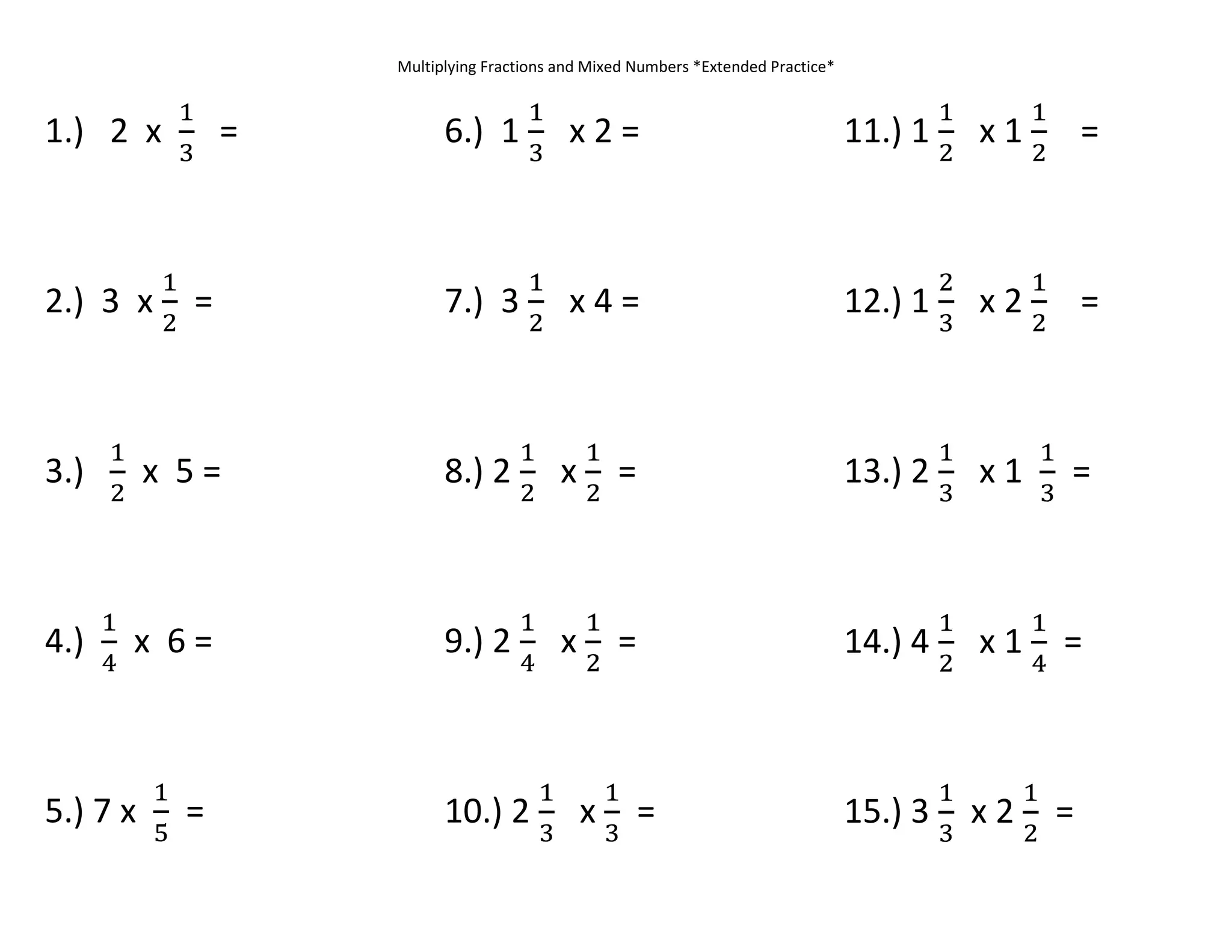 Multiplying fractions Extended | DOCX