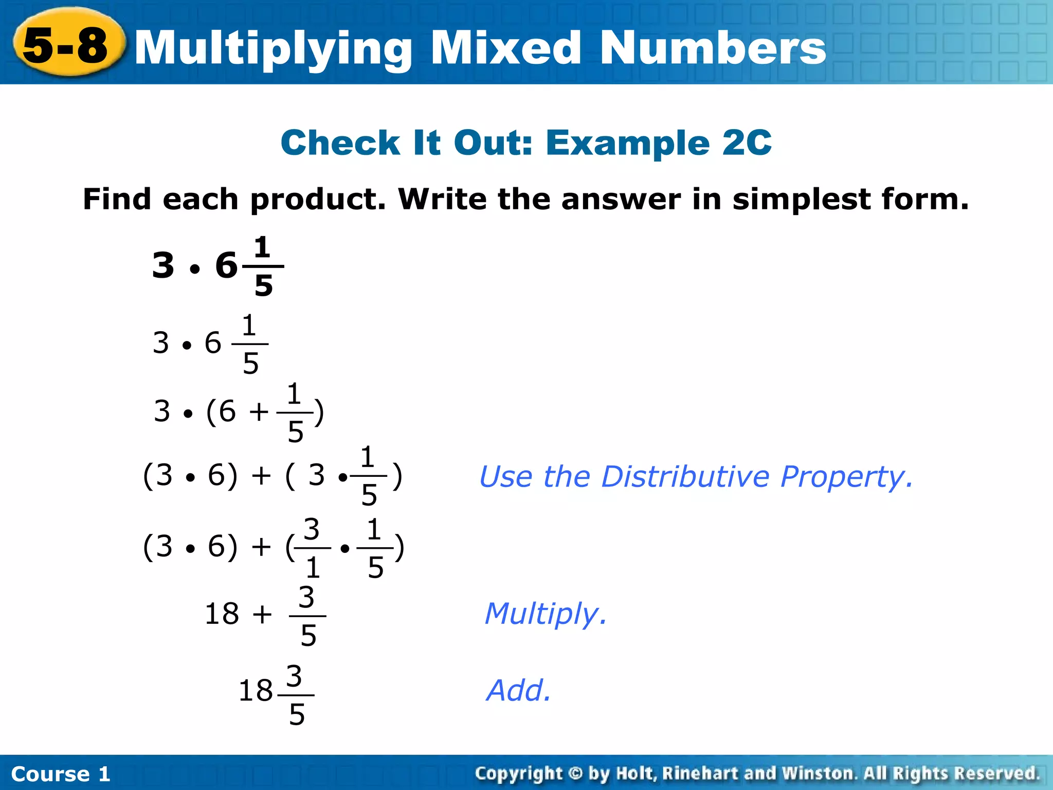 Multiplying mixed numbers | PPT