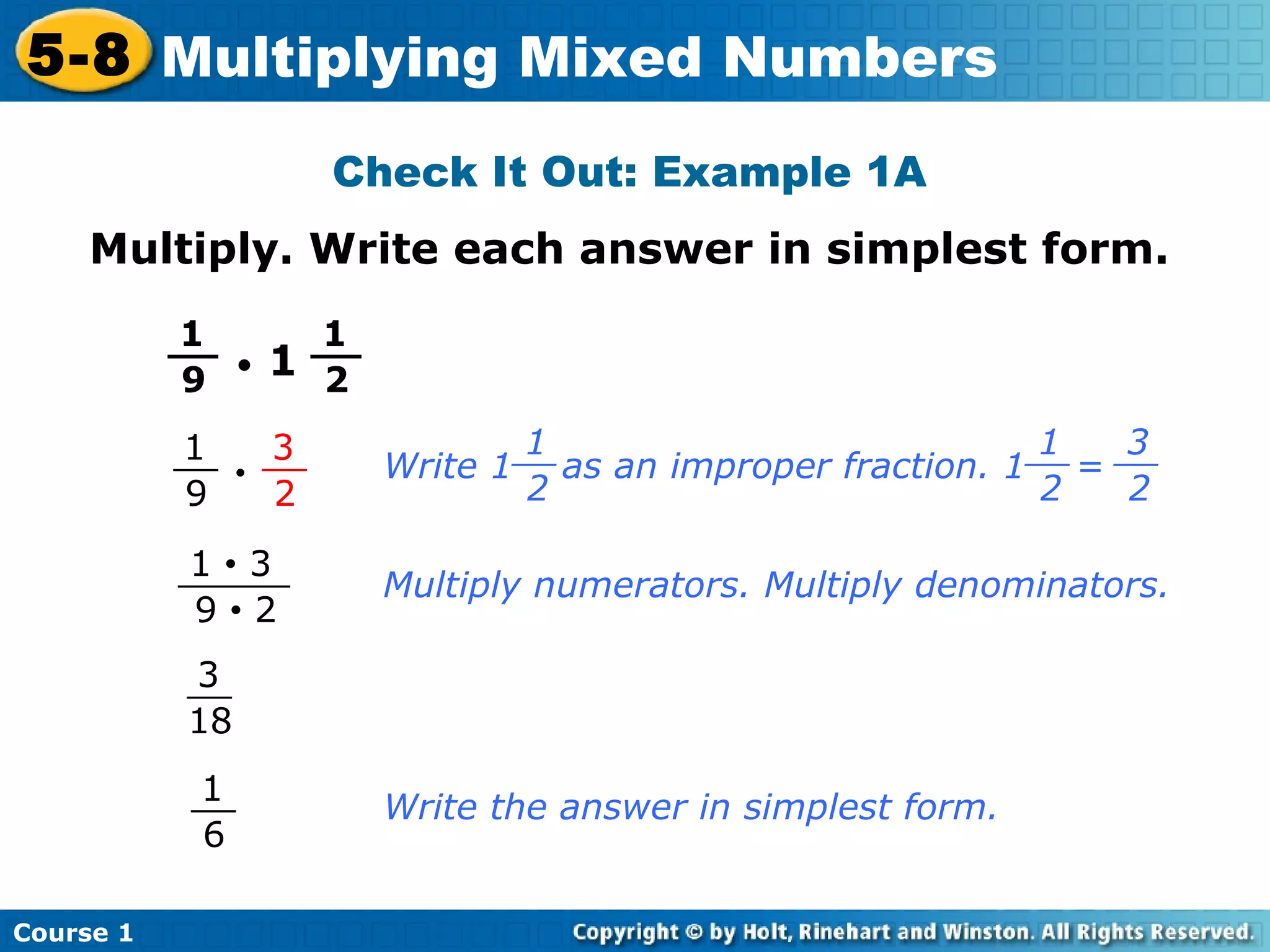 Multiplying mixed numbers | PPT