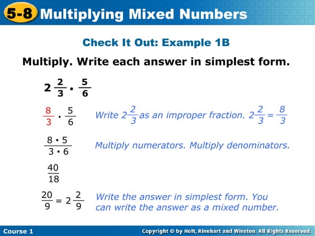 Multiplying mixed numbers | PPT