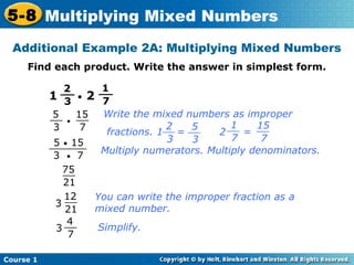 Multiplying mixed numbers | PPT