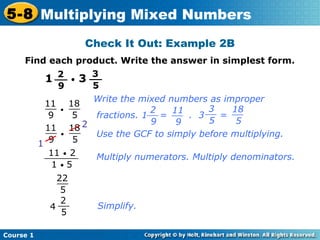 Multiplying mixed numbers | PPT