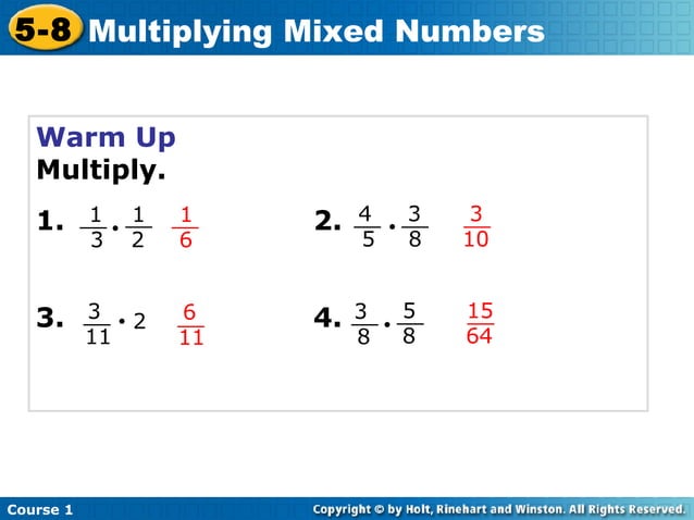 Multiplying mixed numbers | PPT