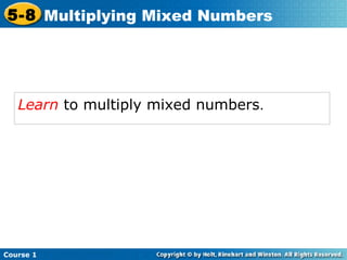 Multiplying mixed numbers | PPT