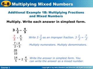 Multiplying mixed numbers | PPT