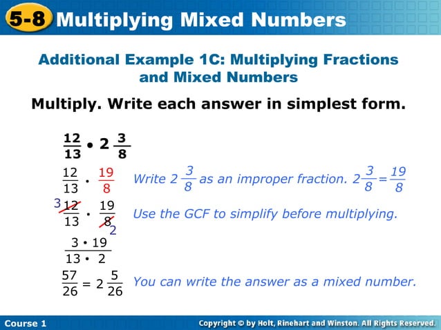 Multiplying mixed numbers | PPT