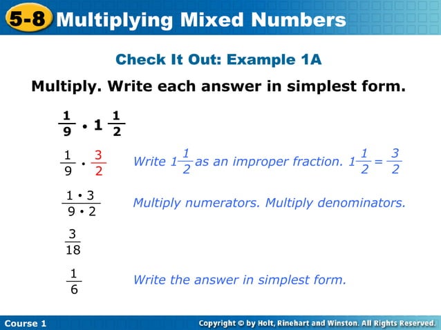 Multiplying mixed numbers | PPT