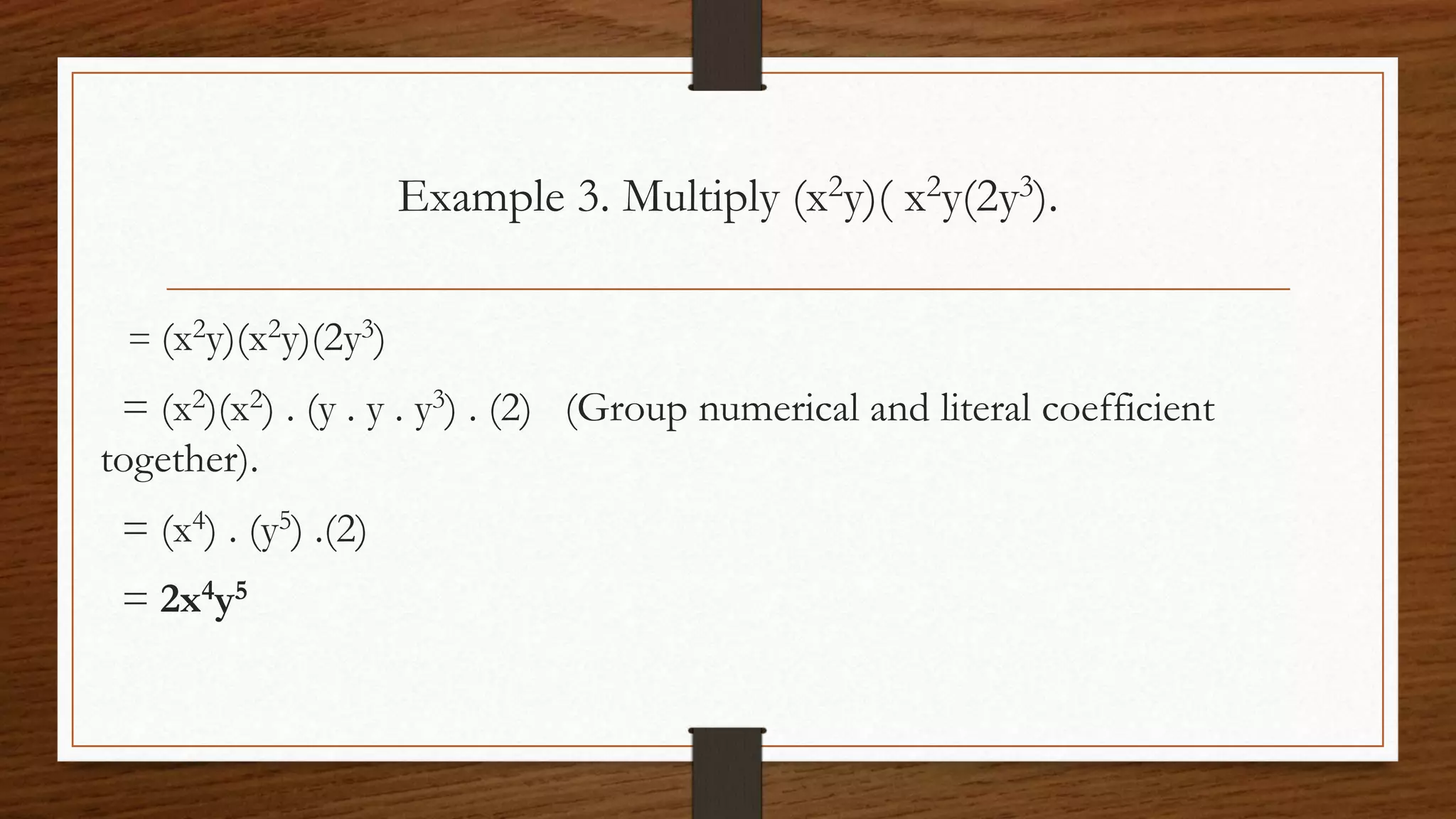 Multiplying monomial | PPTX