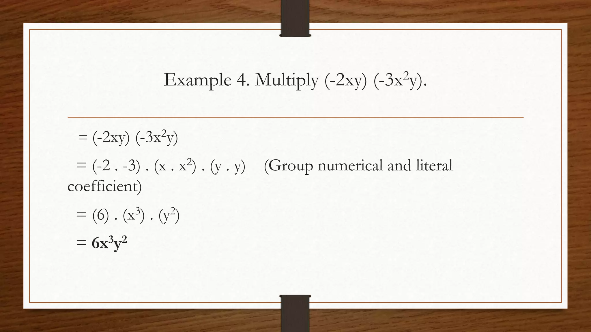 Multiplying monomial | PPTX | Physics | Science