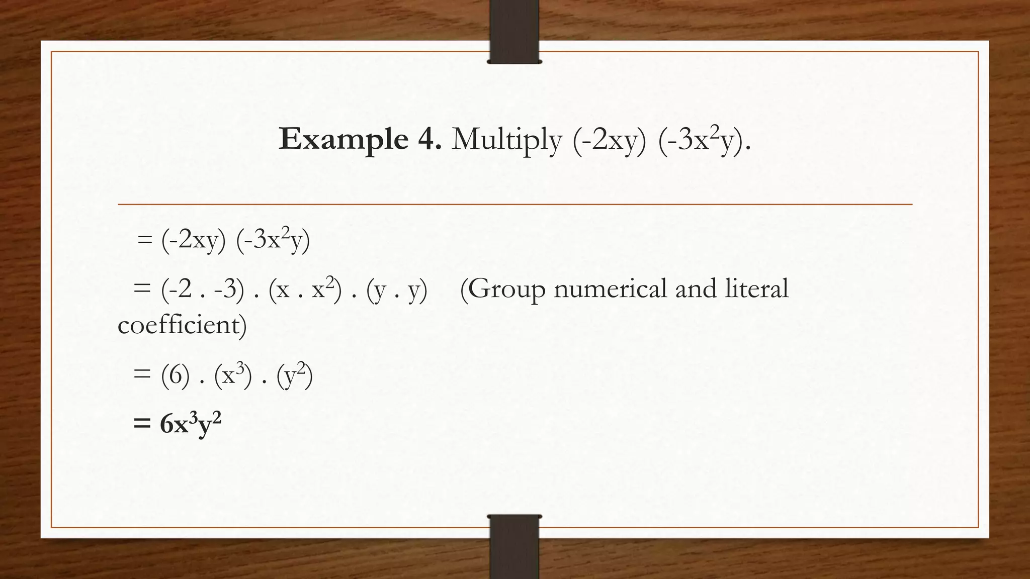 Multiplying monomial | PPTX